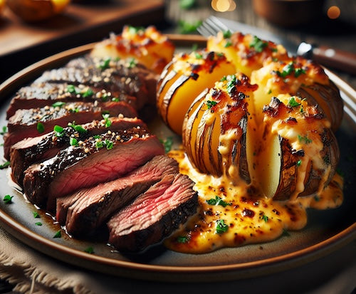 Cattleman's Steak, Hasselback Potato & Broccoli