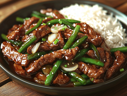 Sizzling Chinese Beef Stir Fry and Rice