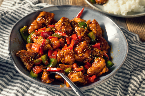 Szechuan Chicken, Fried Rice, Sweet Peppers